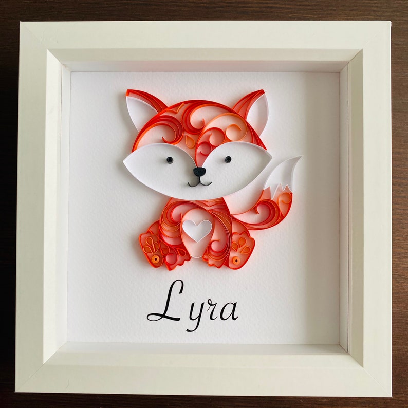 Quilled Red Fox - Handmade Quilling Art, Nursery Decor, New Baby Gift ...