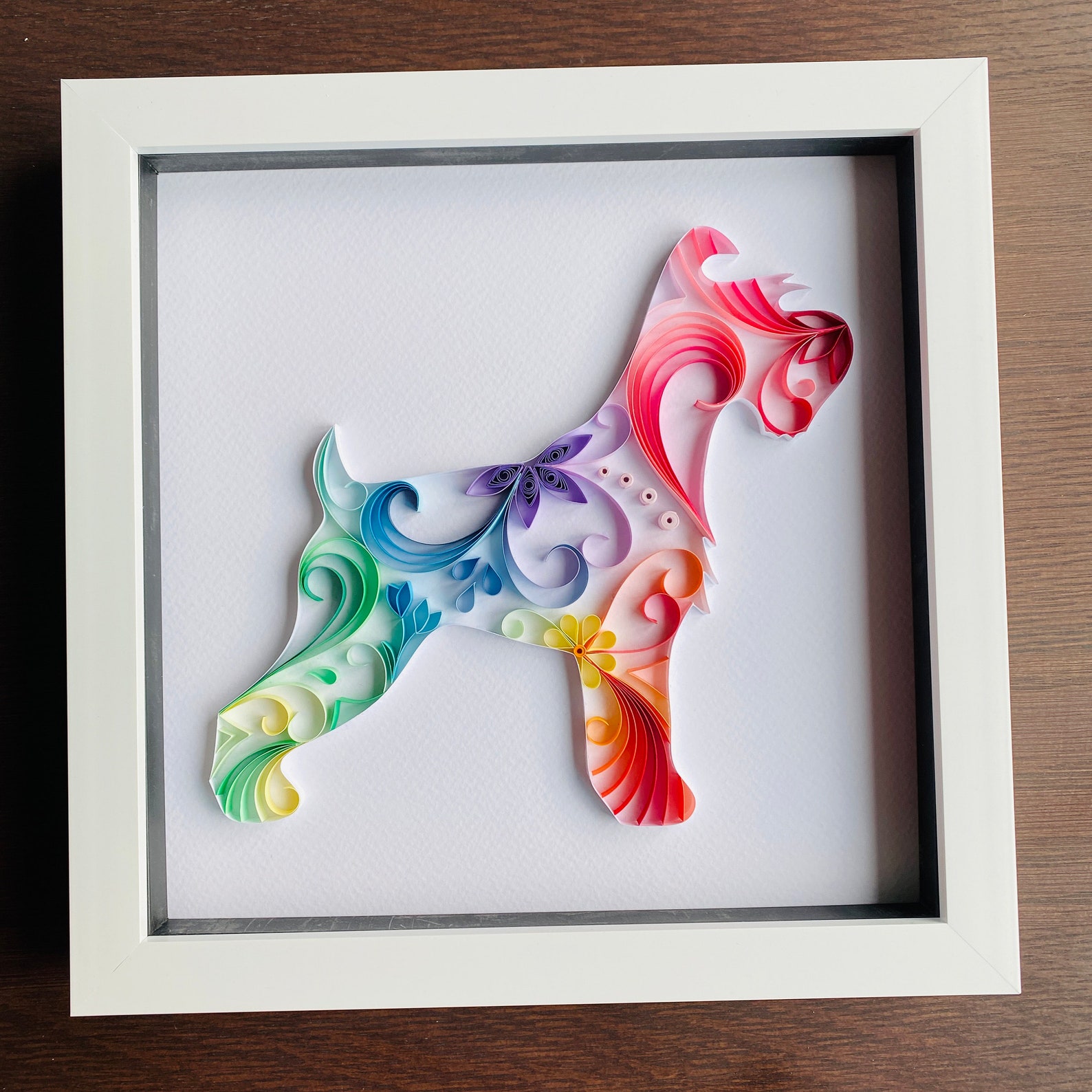 Rainbow Dog Quilling Art: Framed Nursery Decor, Dog Lover Gift - Etsy