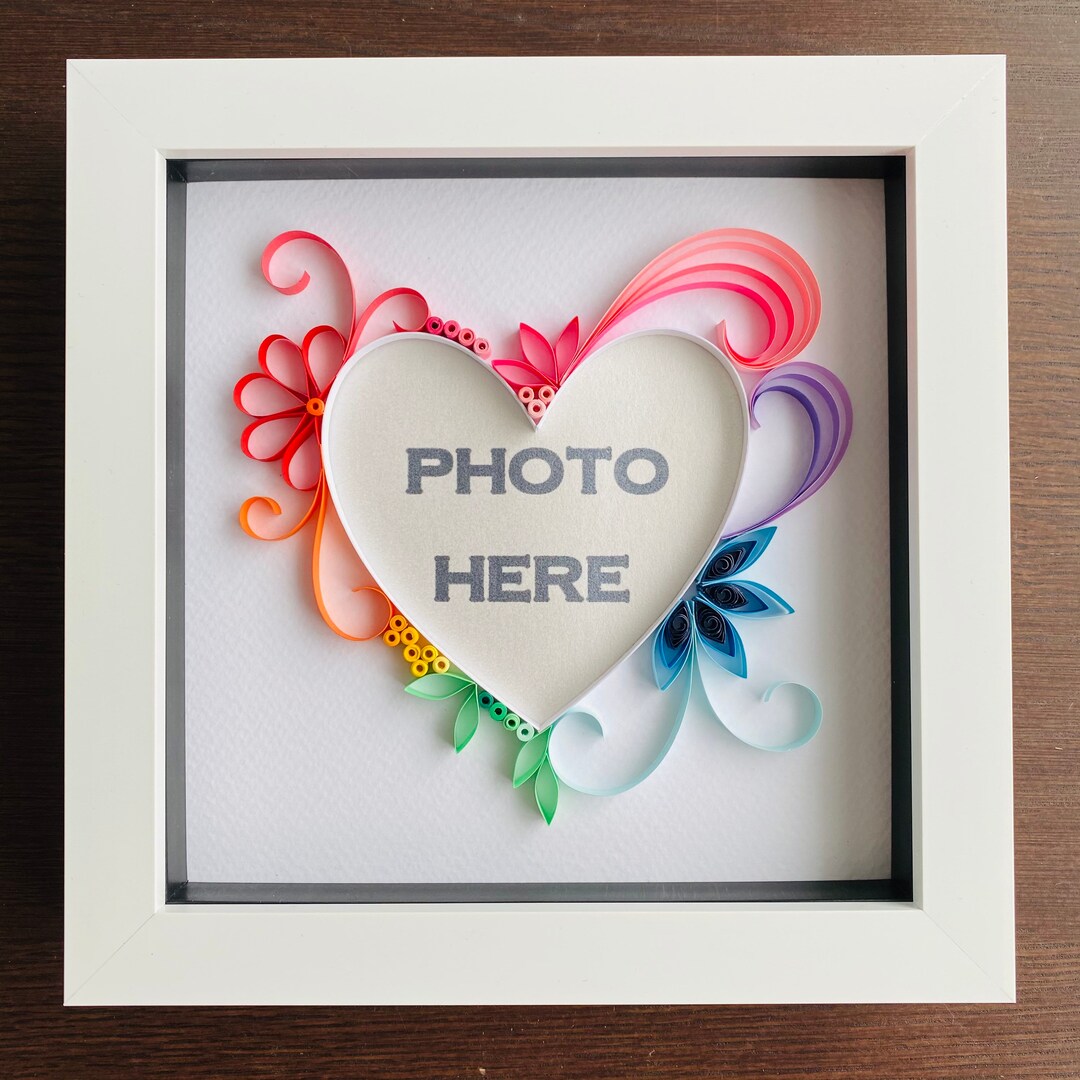 Rainbow Heart Photo Frame With Quilling Art- Great Wall Art, Wedding ...