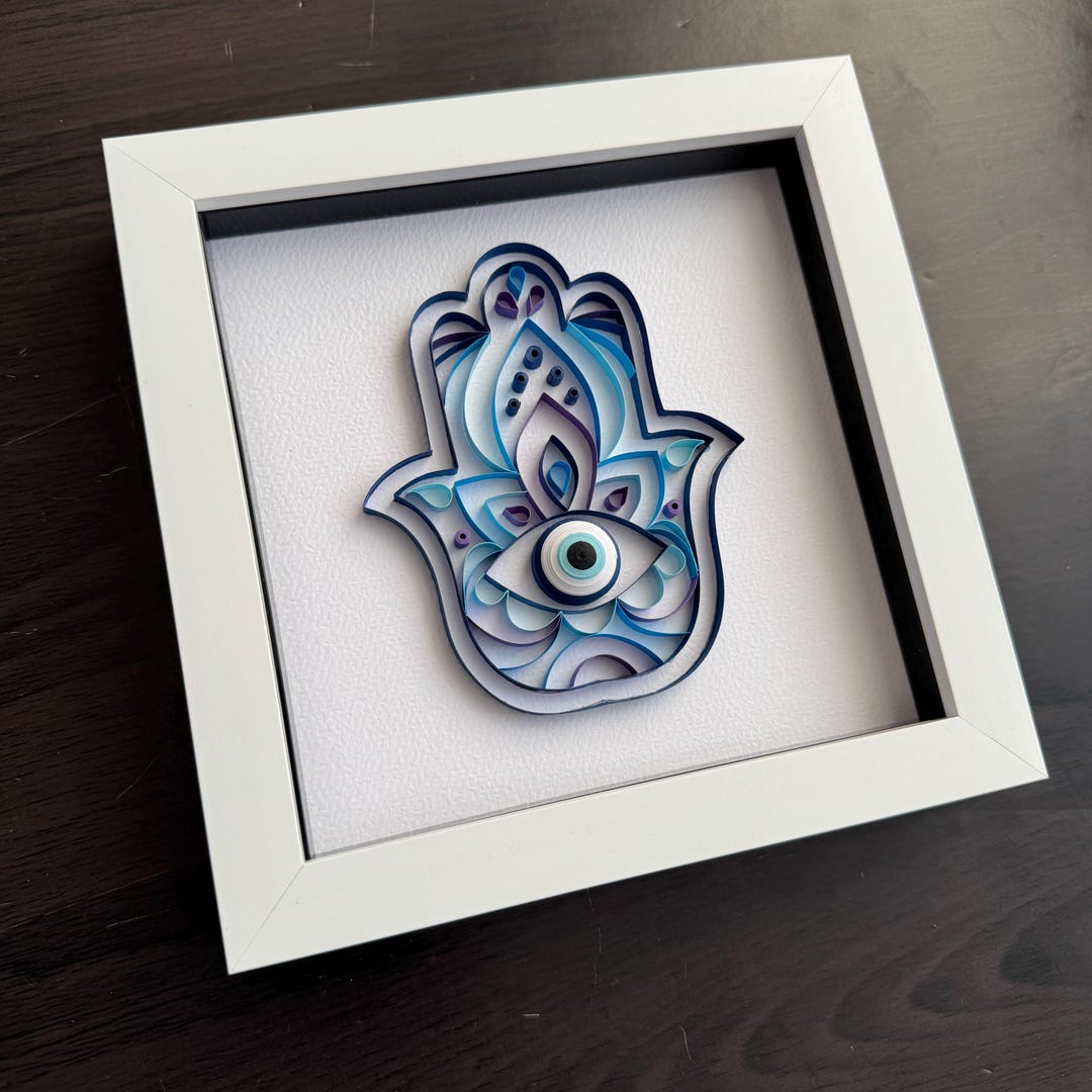 Hamsa Hand With Evil Eye Quilling Art in Box Frame- Great Nursery ...