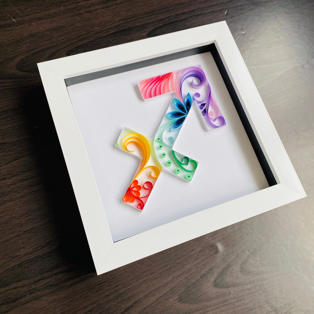 Zodiac Star Sign Rainbow Quilling Art in White Box Frame - Wall Art ...