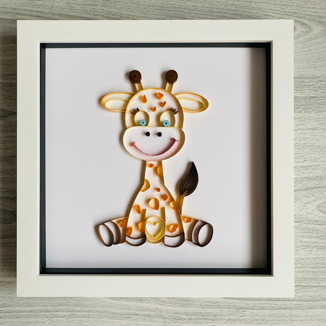 Quilled Cute Giraffe in a Frame Great Nursery Bedroom Wall | Etsy