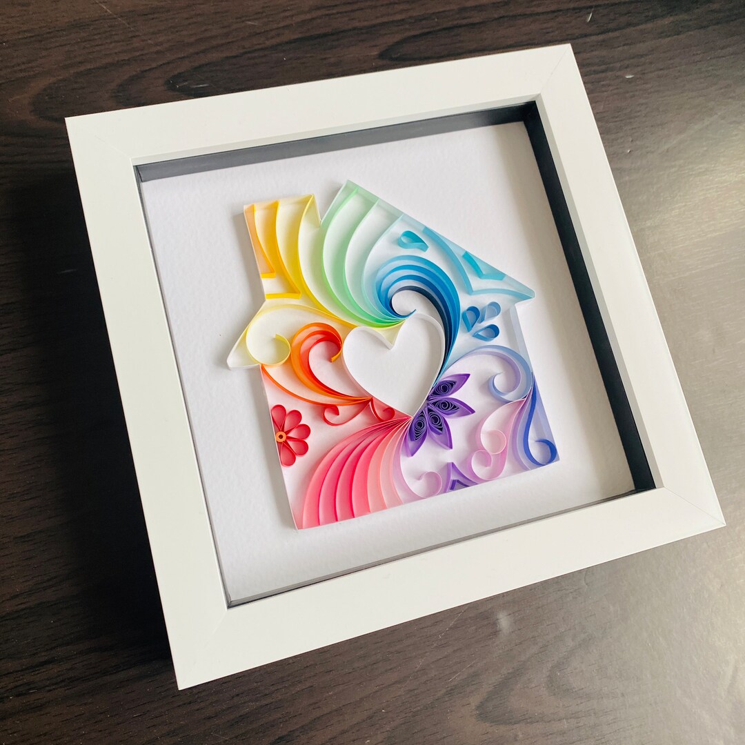 Rainbow House Quilling Art - House Warming Gift - New Home - First Home ...