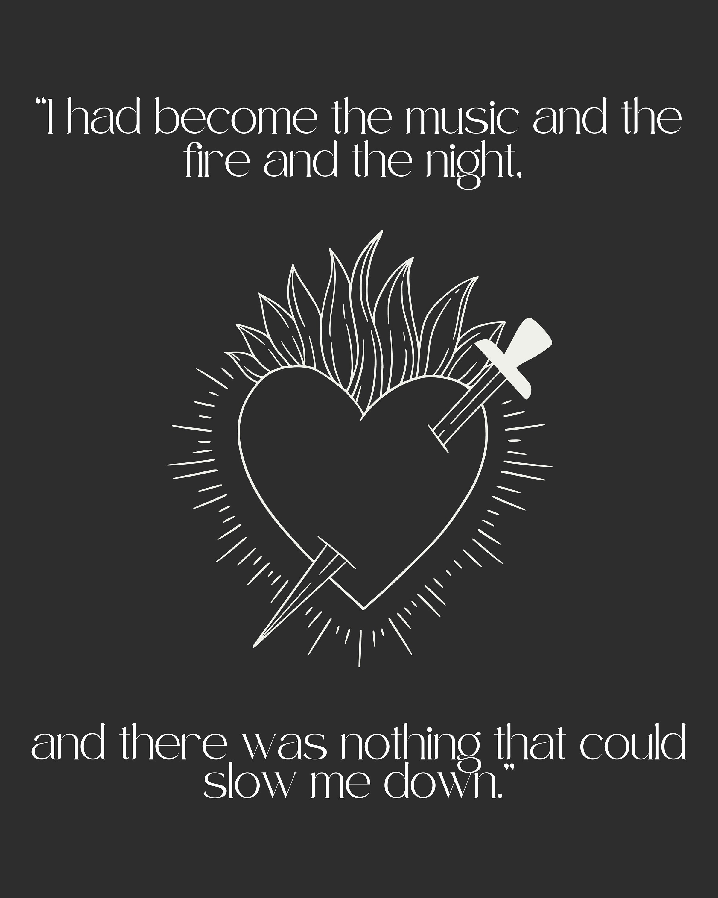 ACOTAR Inspired Art Print- "i Had Become the Music and the Fire and the ...