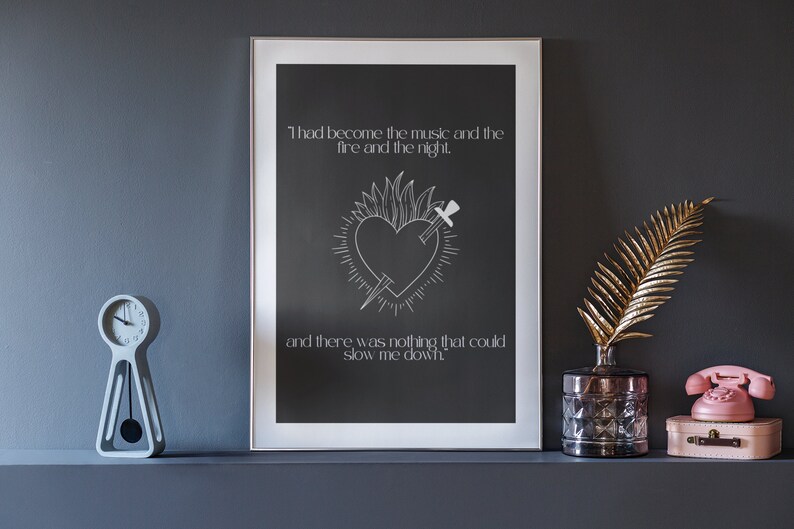 ACOTAR Inspired Art Print- "i Had Become the Music and the Fire and the ...