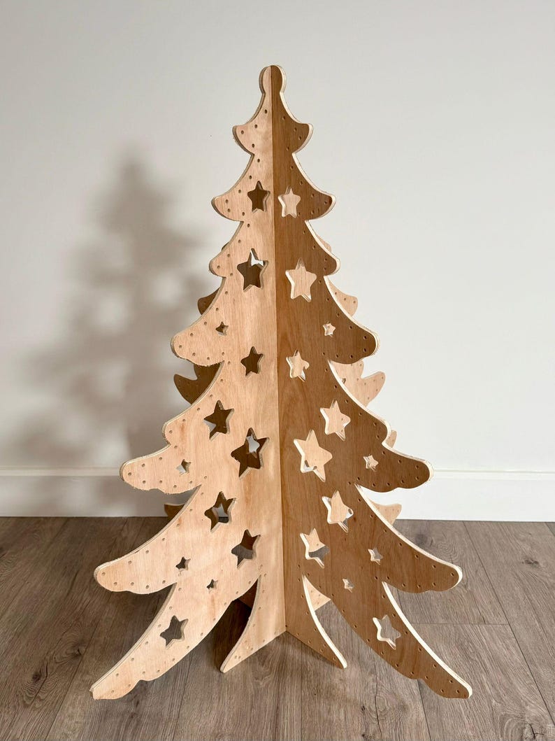 Plywood Christmas Tree With Star Cutouts (small) - Etsy