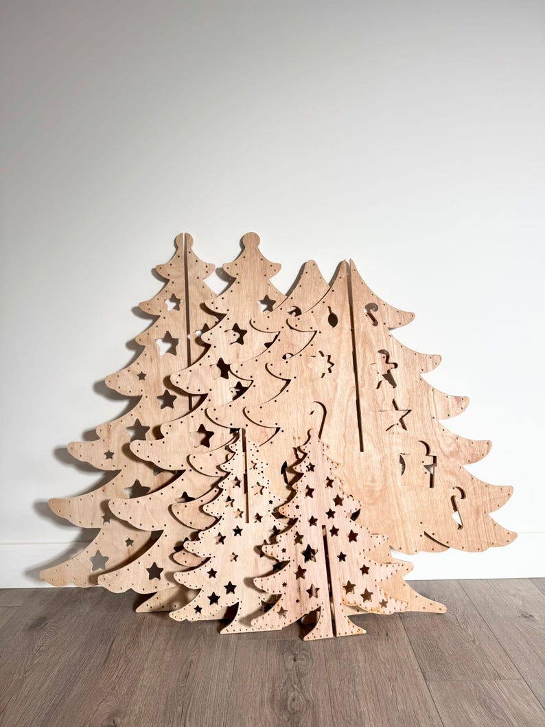 Plywood Christmas Tree With Star Cutouts (small) - Etsy