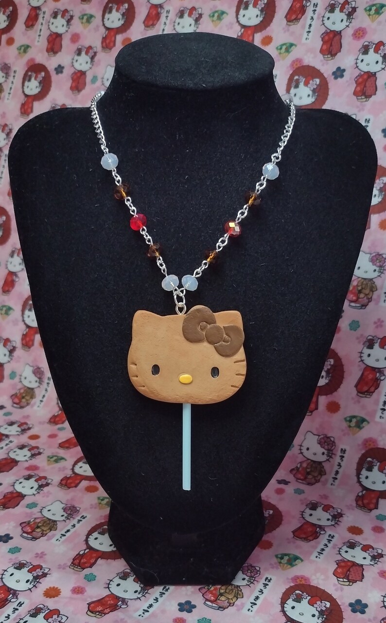 Hello Kitty Pendant Cookie Chocolate FIMO Handmade Necklace - Etsy