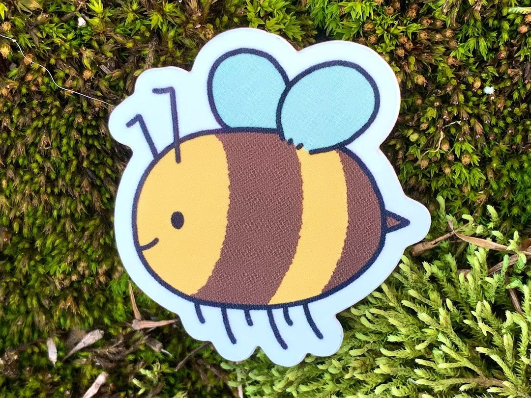 Happy Bee Vinyl Sticker // Weatherproof Sticker for Car Sticker for ...