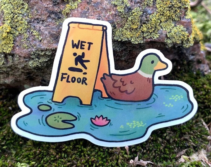 Duck Wet Floor Pond Vinyl Sticker // Weatherproof Sticker for Car ...