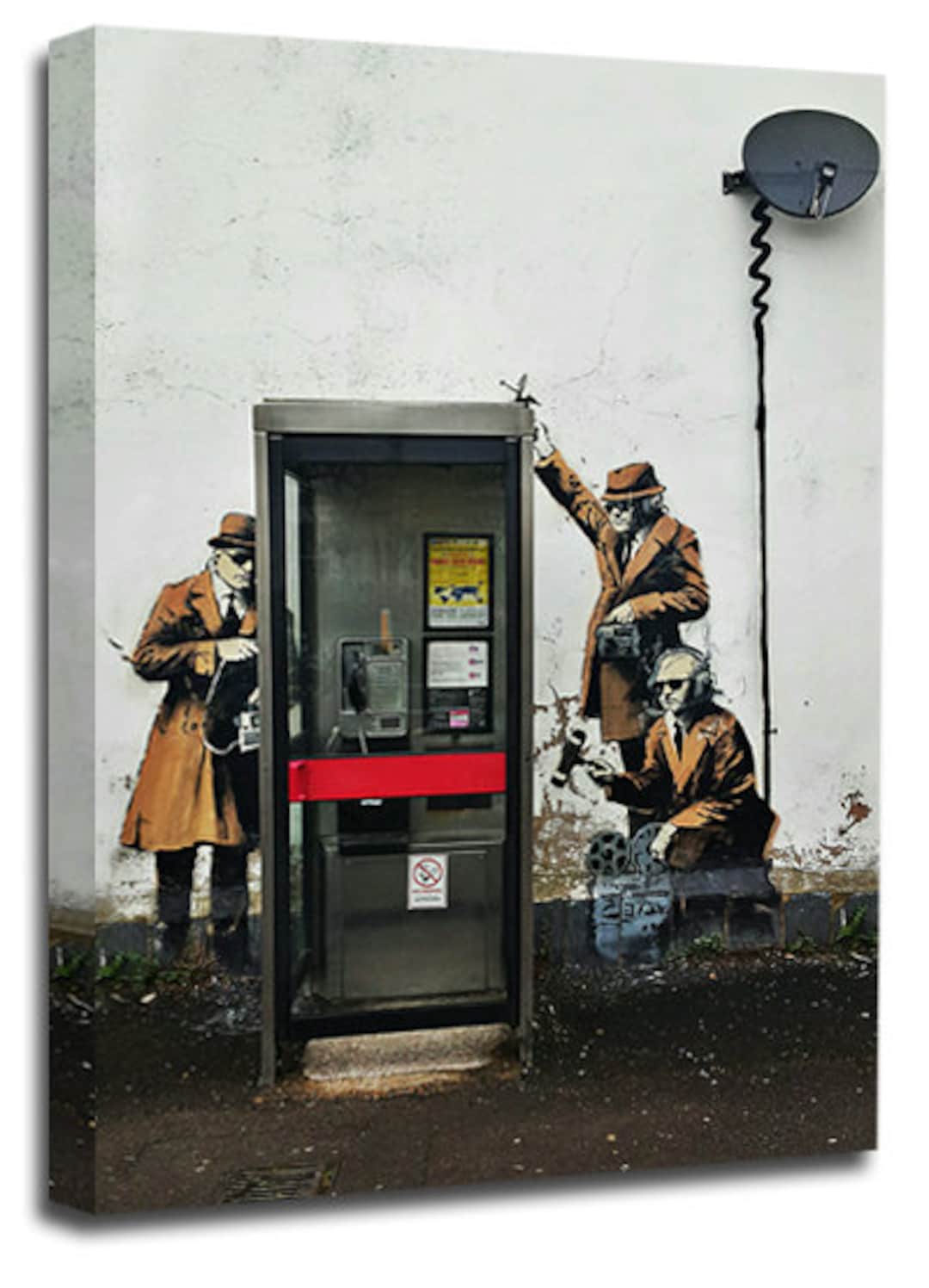 Banksy Wall Art Print Telephone Spies Graffiti Large Framed Canvas ...