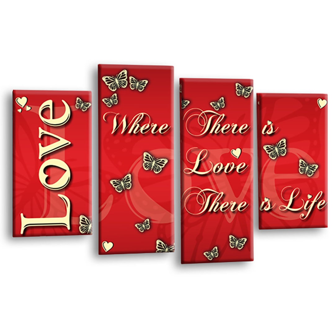 Love Wall Art Canvas, Wall Art, Split Multi Wall Art, Love Quote Decor ...