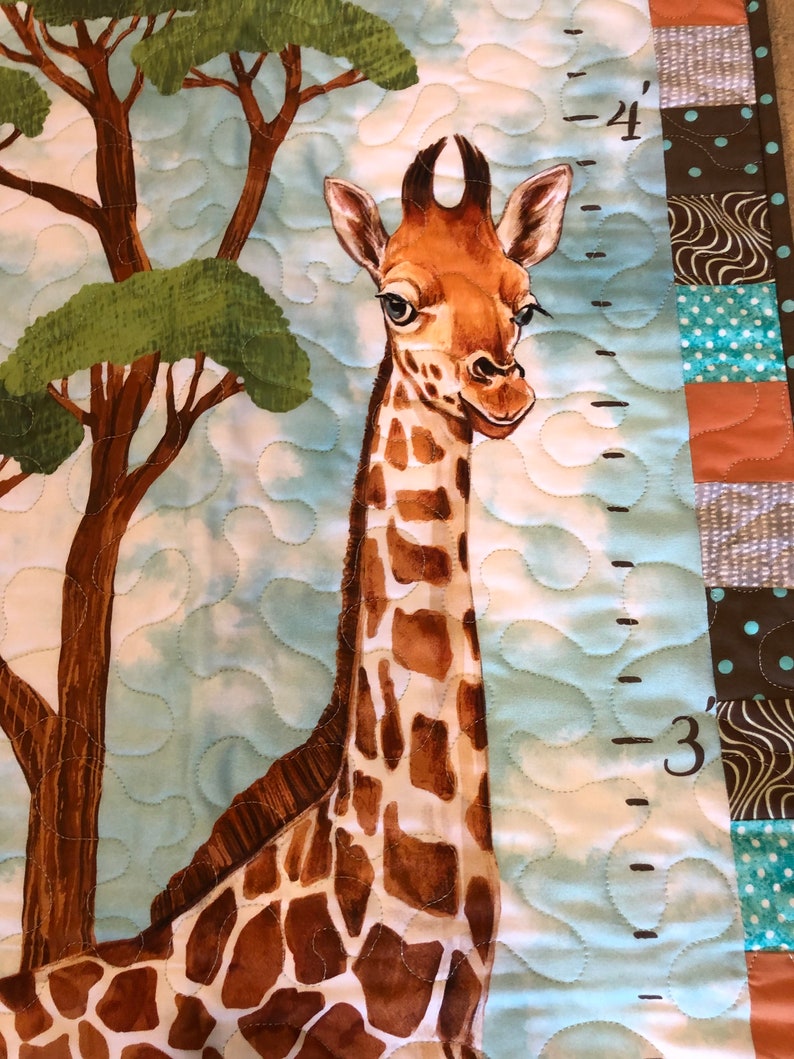 Zoe Giraffe Nursery Quilt: Baby Growth Chart, Animal Theme - Etsy