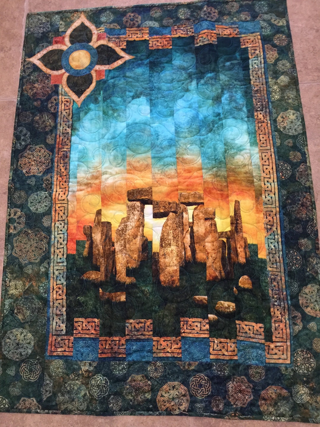 Quilt With Hedgestone Depicted in Stained Glass Effect - Etsy