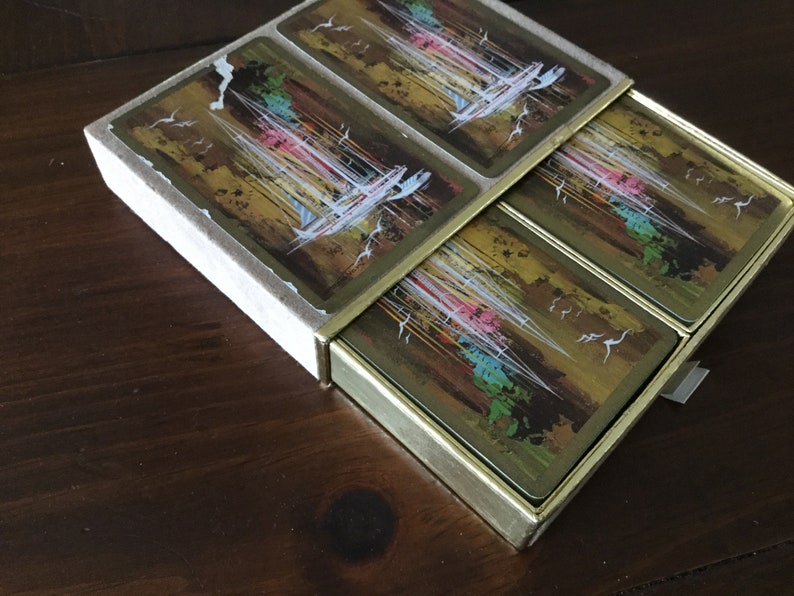 Vintage Sail Boat Themed Congress Playing Cards in a Decorative Velvet ...