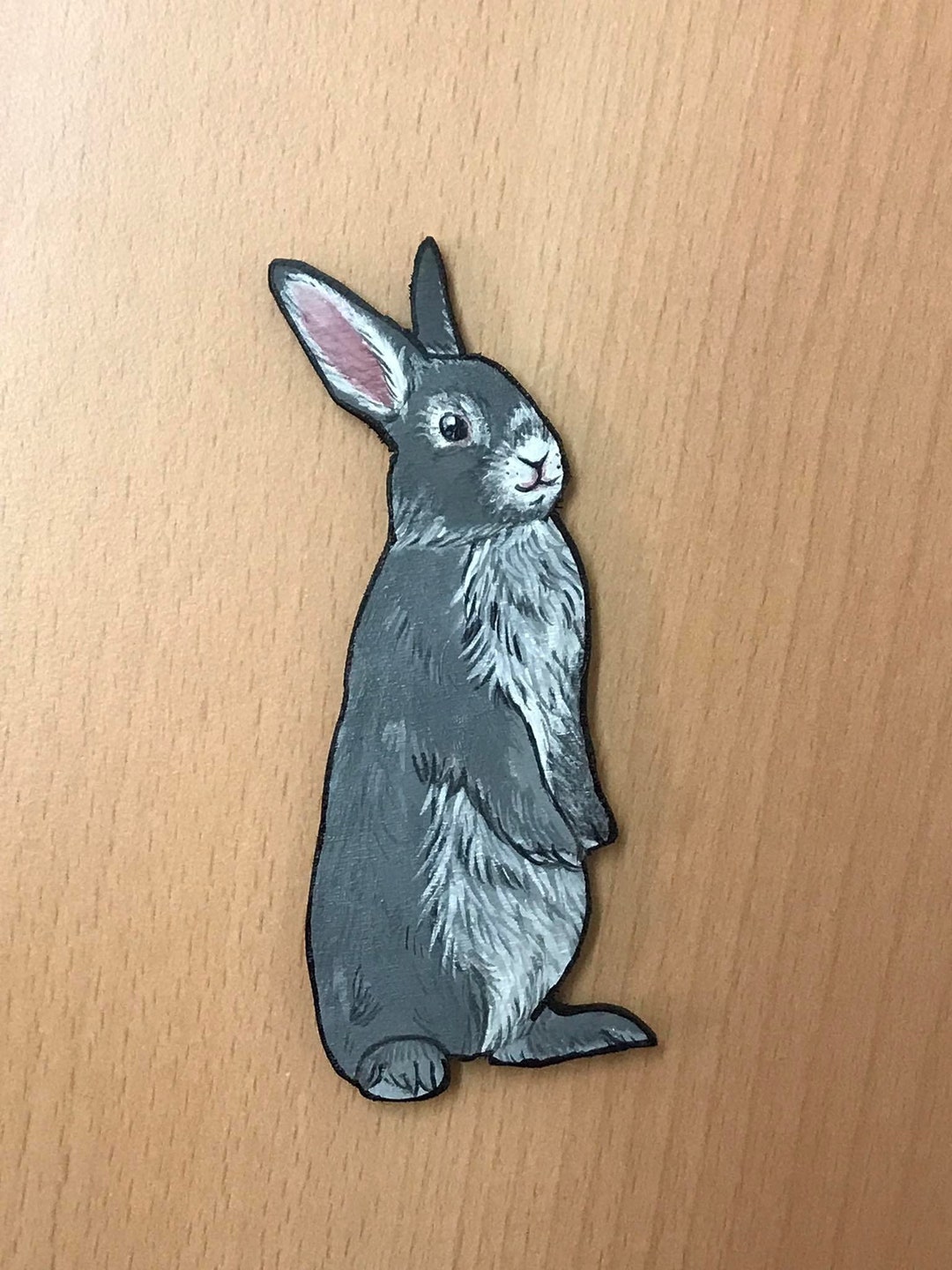 Rabbit Magnet Made of Wood, Grey, Rabbit, Male, Handmade, Rabbit, - Etsy