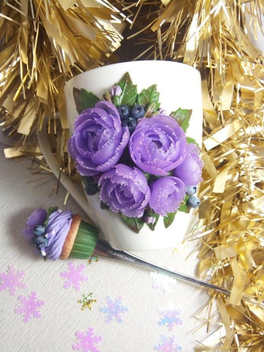 Flower Mug, Flower Coffee Mug, Floral Mug, Polymer Clay Mug, Unique Mug ...