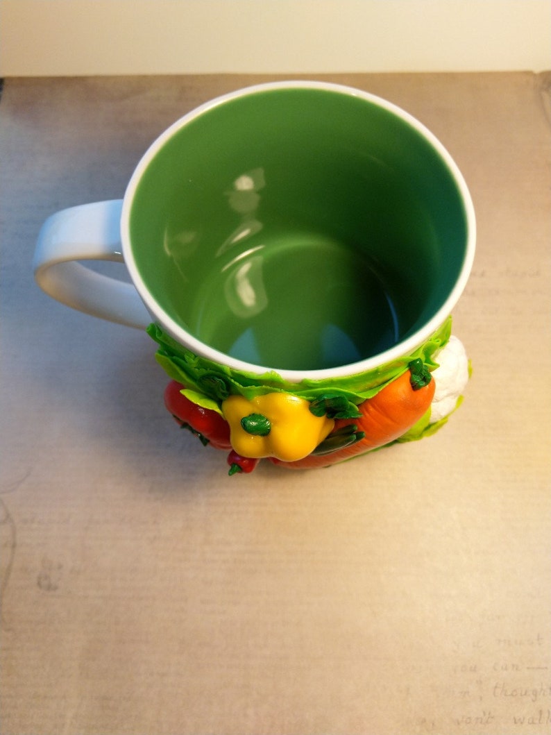 Vegan Gift, Vegetarian Mug, Healthy Food, Vegetables Gift, Polymer Clay ...