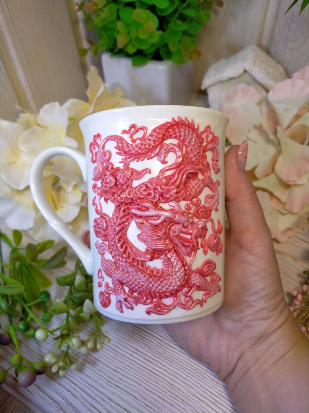 Red Dragon Mug China Dragon Dragon Cup Dragon Sculpture - Etsy