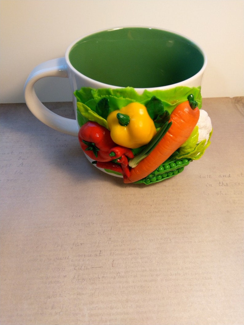 Vegan Gift, Vegetarian Mug, Healthy Food, Vegetables Gift, Polymer Clay ...