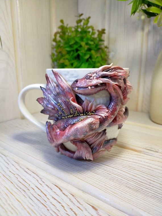 Sea Dragon Handmade Polymer Clay Fantasy Art Dragon Mug Cup - Etsy