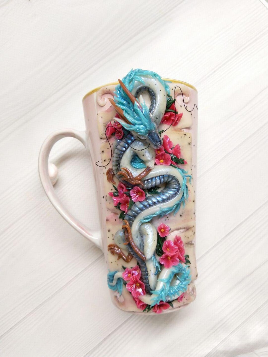 China Dragon, Pink Blue Dragon, Fantastic Beasts, Dragon Mug, Dragon ...