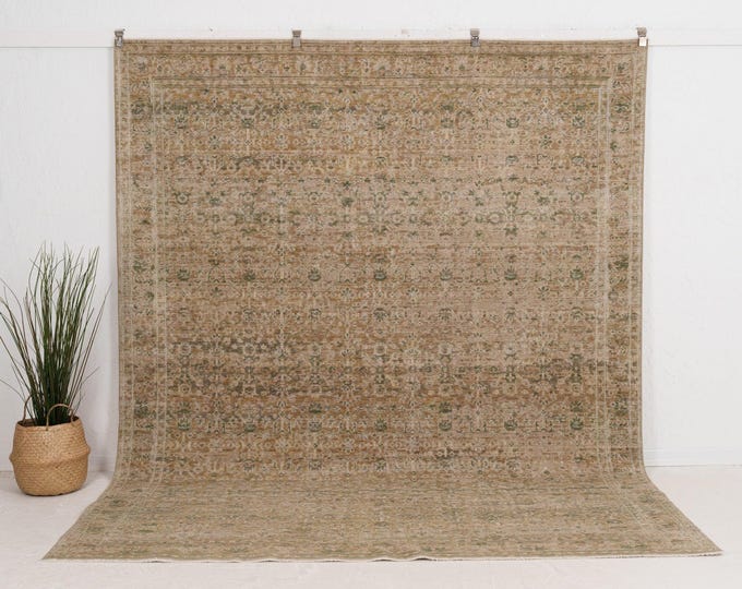 8x10 Beige Turkish Handmade Rug | Beige Wool Area Rug for Bedroom ...