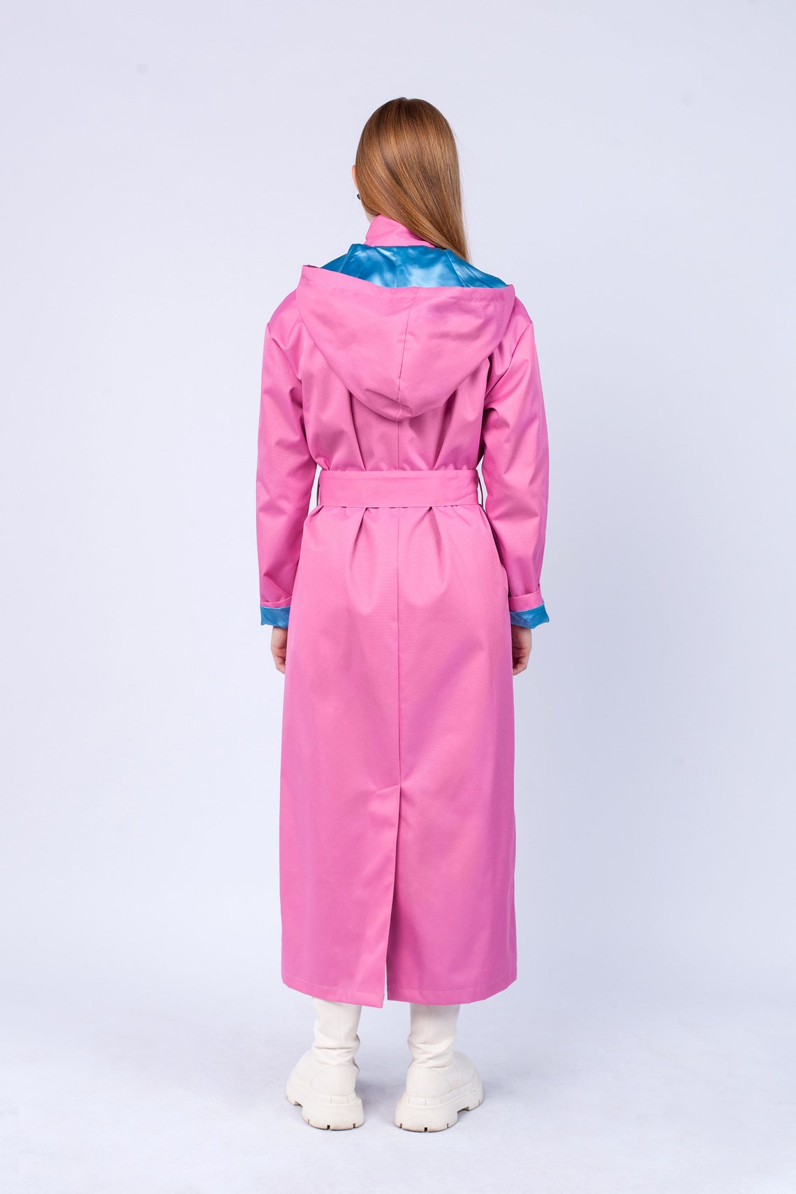 Women Long Pink Color Fashion Unique Raincoat With Belt el Salvador 515 ...