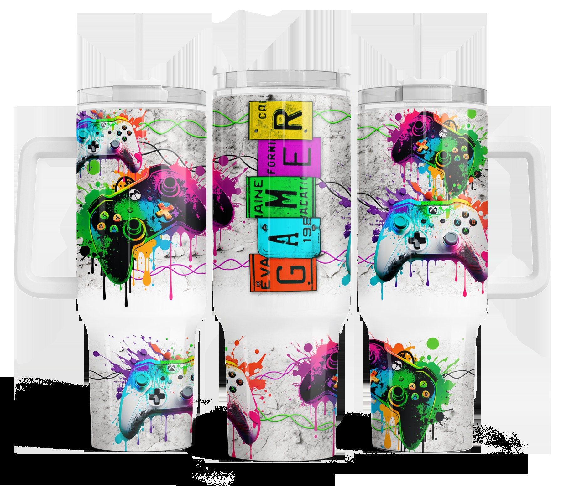 Gamer 40 Oz Tumbler Insulated Cold Tumbler Travel Mug With Lid and ...