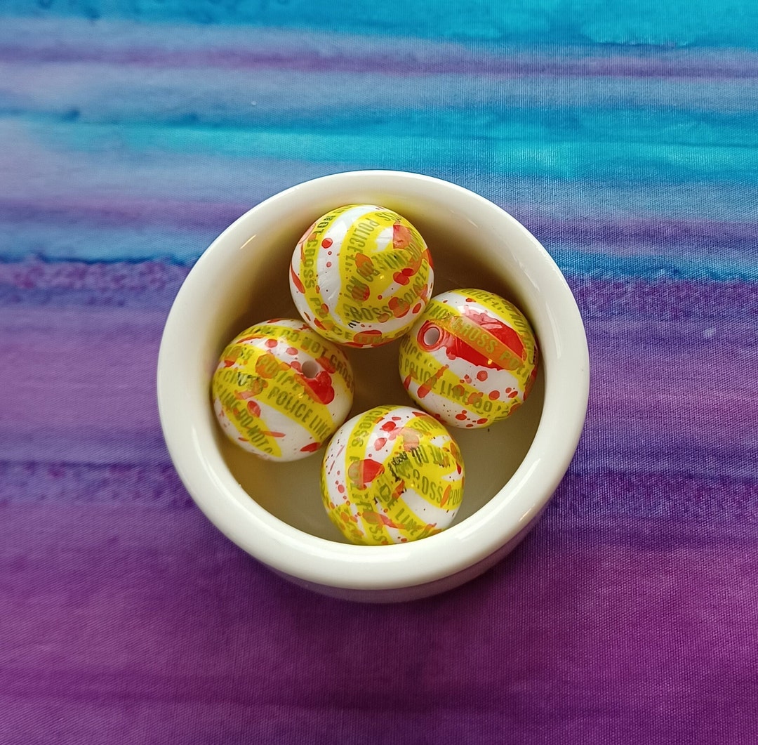 Crime Scene Overlay Printed Chunky Beads 20mm Bead | Beadable Supplies ...