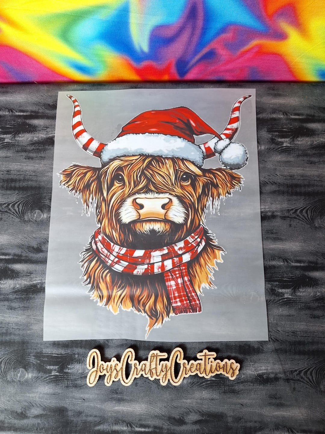 Christmas Highland Heifer With Santa Hat DTF Transfer Ready to Press ...