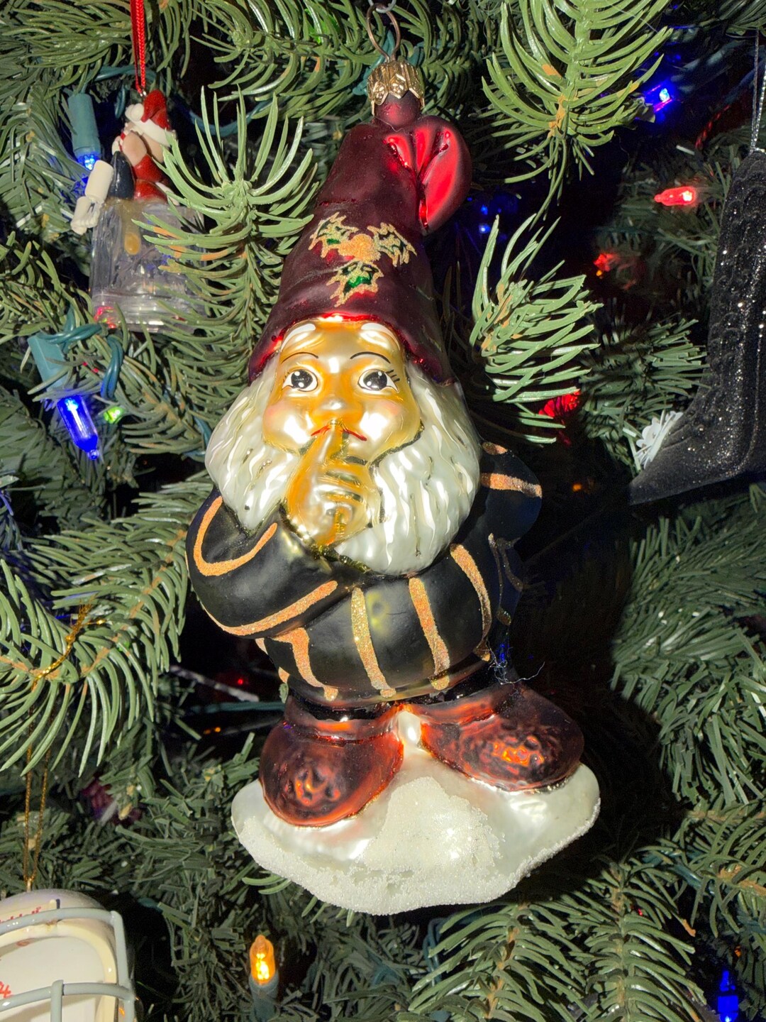 Vintage Rare Christopher Radko Elf Secrets Blown Glass Ornament Holding ...