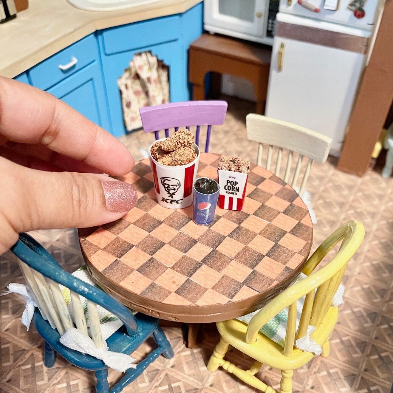 Miniature KFC Set Bucket Popcorn Chicken and Pepsi Drink - Etsy