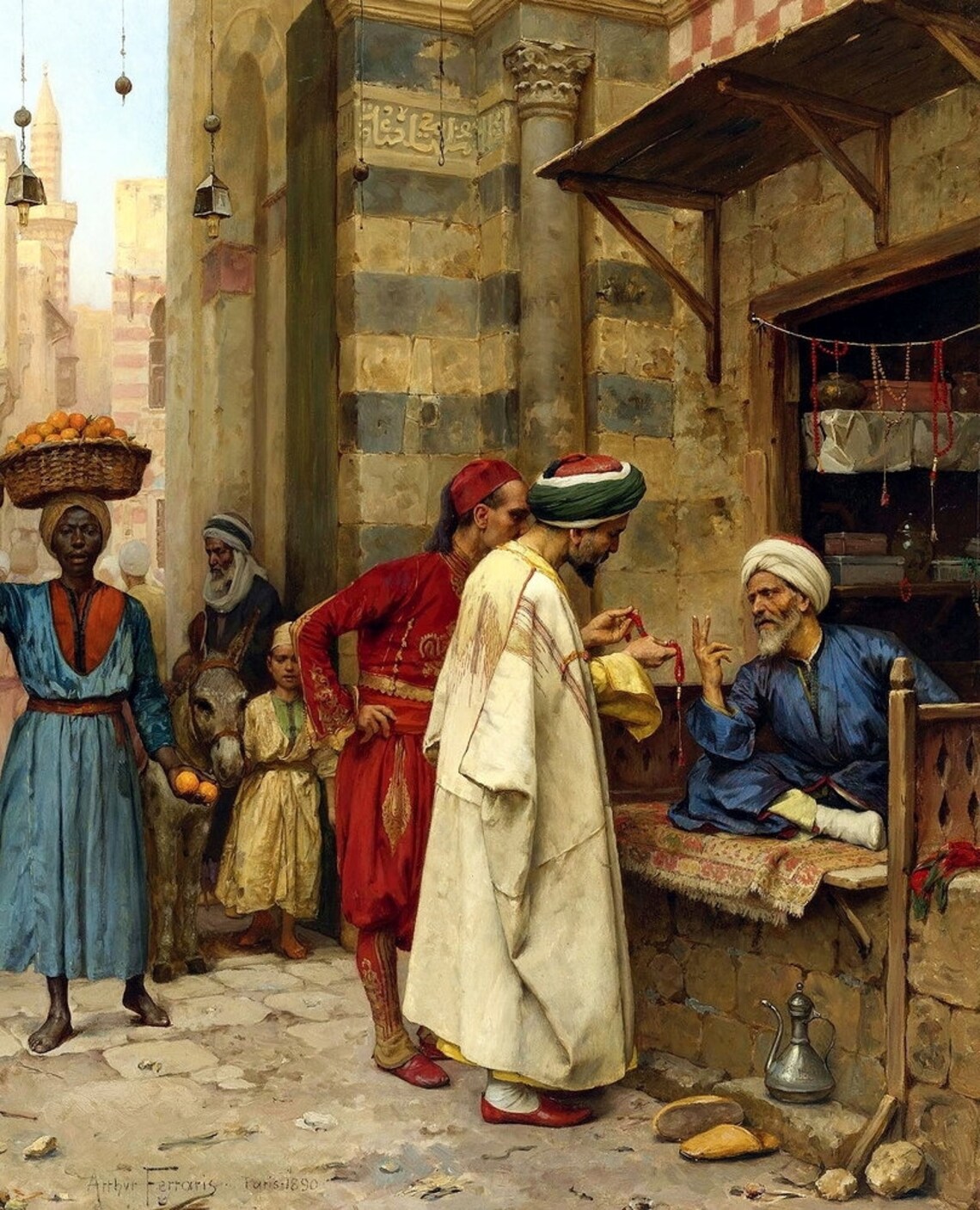 Beautiful Arab/Arabic Men In The Market Painting Print Canvas | Etsy