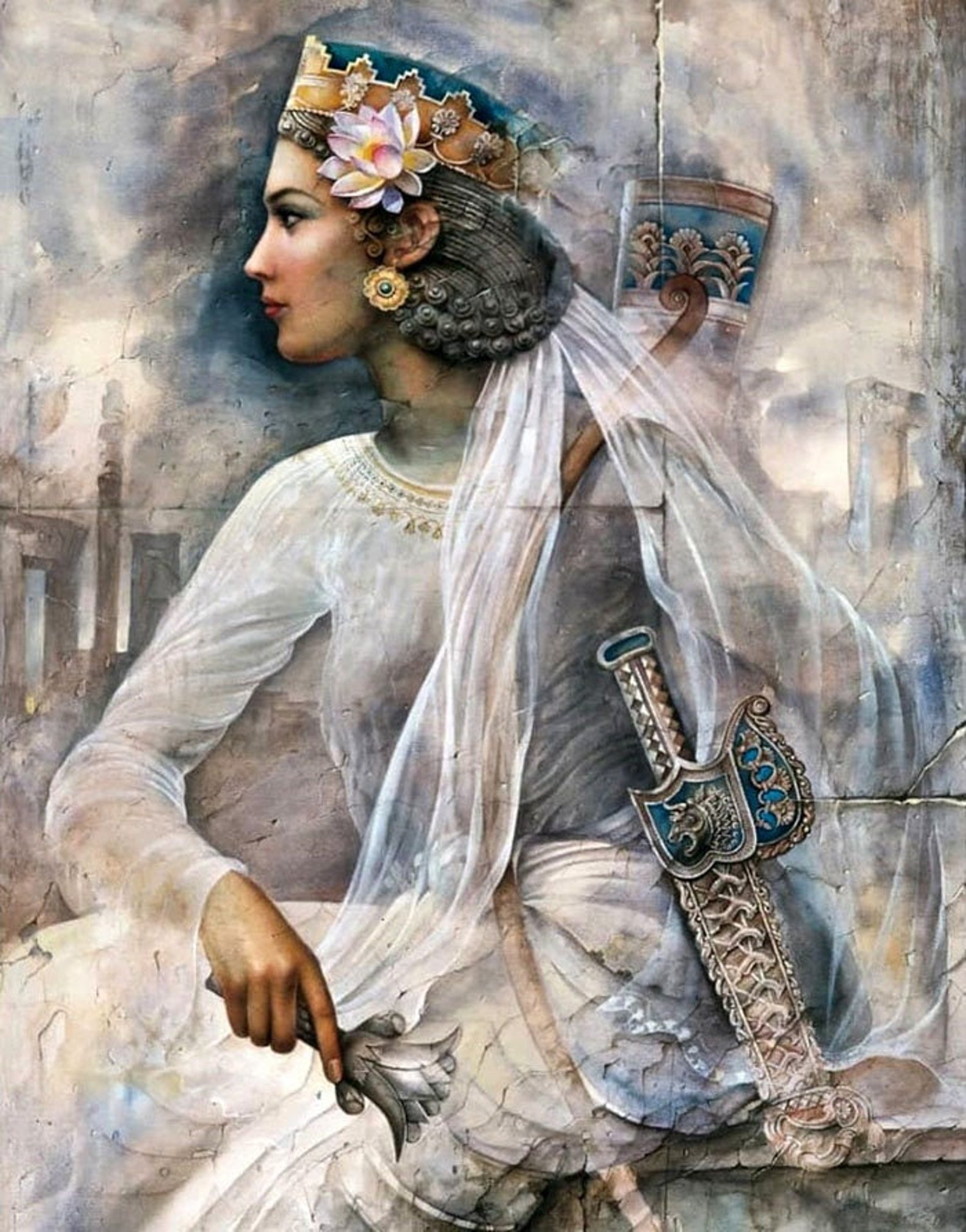 Arte clásico persa antiguo Princesa persa pintura impresión | Etsy