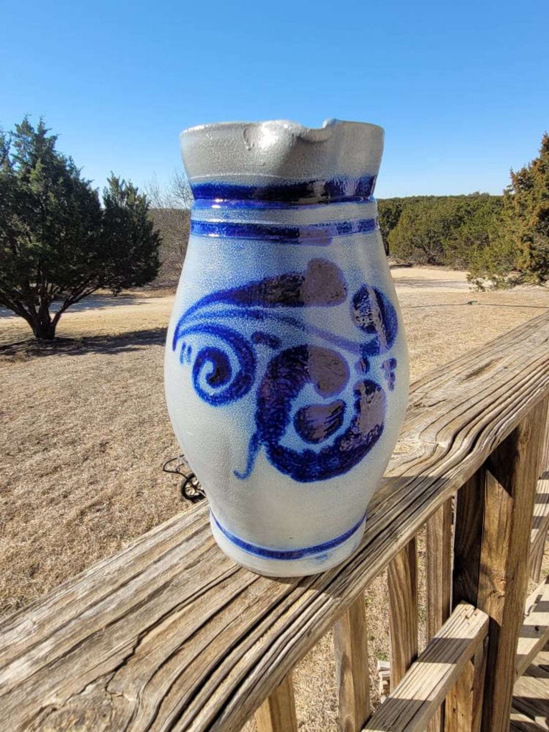 Blue Salt Glaze Stoneware Pitcher - Etsy