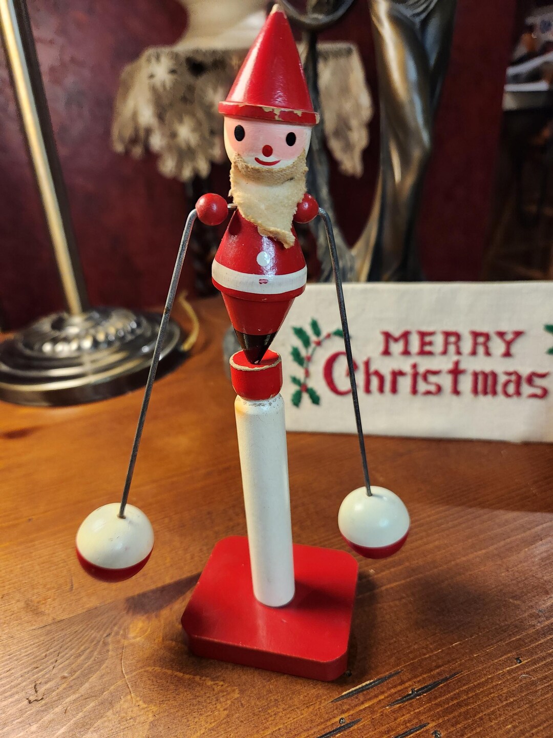 Rare Vintage Wooden Pendulum Santa Toy - Etsy