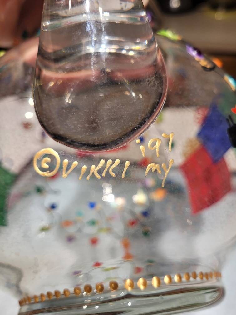 Hand Painted Glass Vikki Christmas Pitcher - Etsy