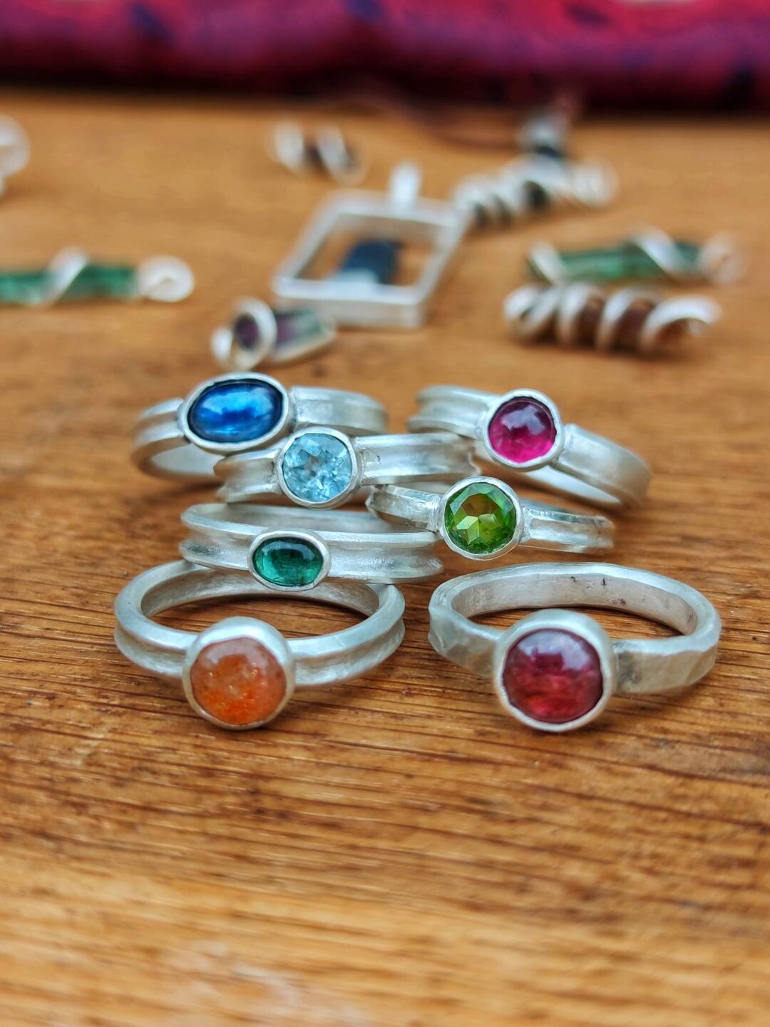 Beautiful, Colorful, Subtle Stacking Rings, Boho Hippie Handmade Unique ...