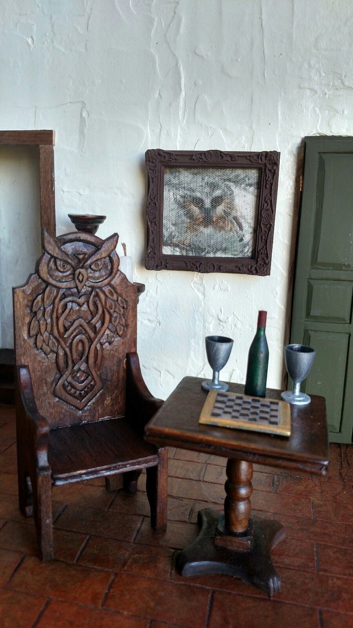 Handcarved Celtic OWL Throne Arm Chair Medieval, Wizard, Witch, Artisan ...