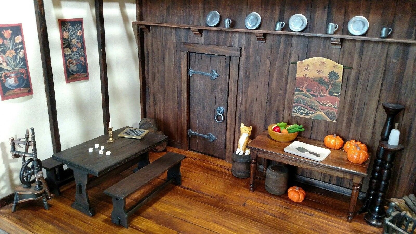 Salem Witch House Kitchen Large Room Box Handcrafted, Early Colonial ...