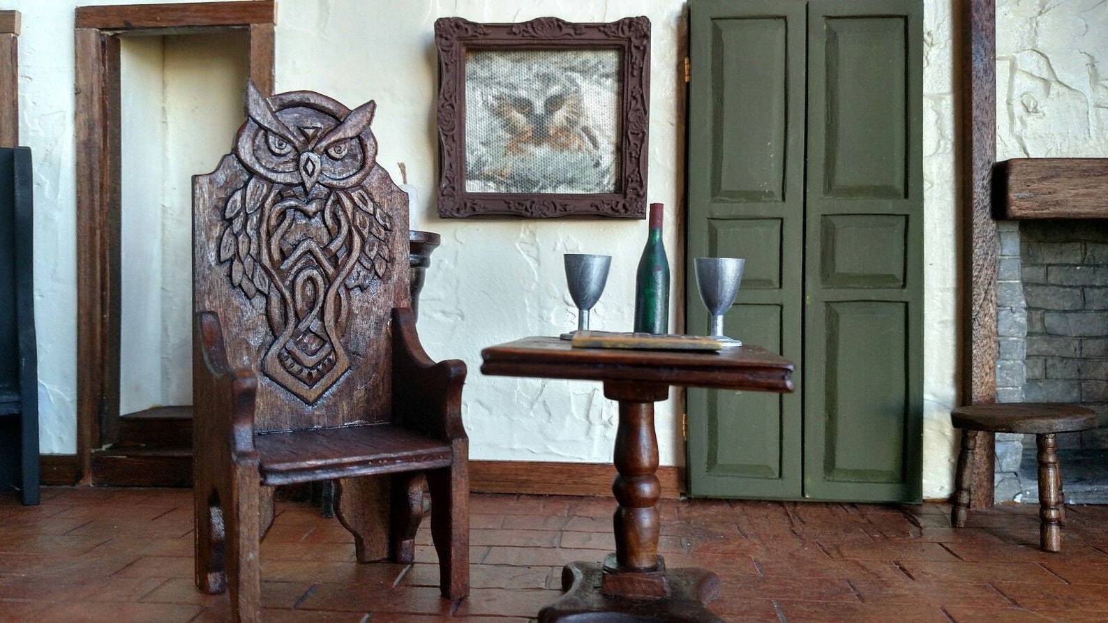 Handcarved Celtic OWL Throne Arm Chair Medieval, Wizard, Witch, Artisan ...
