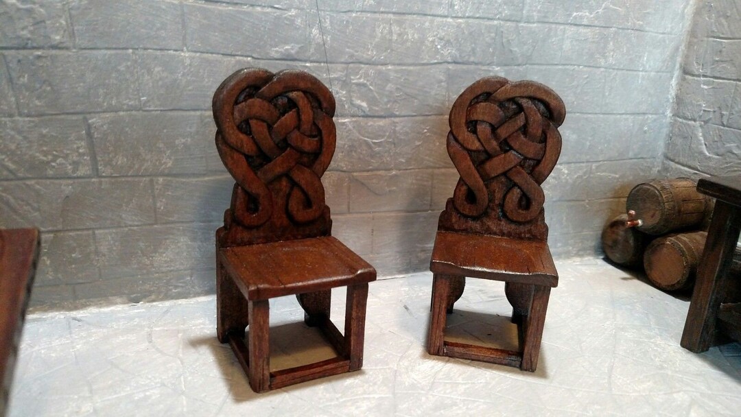 Handcarved Celtic Knot Chairs (pair) Dollhouse Miniature 1:12 Scale - Etsy