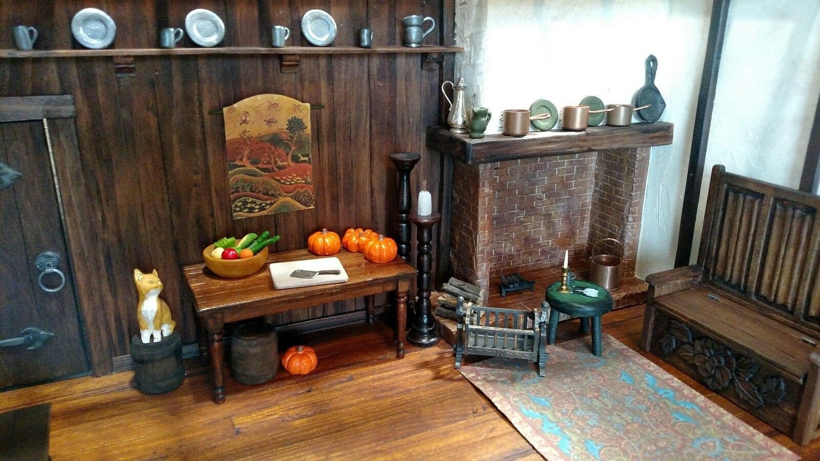 Salem Witch House Kitchen Large Room Box Handcrafted, Early Colonial ...