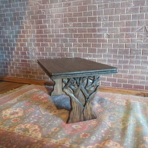 Medieval Hand Carved Druids' Tree Trestle Table, Artisan Made Dollhouse ...