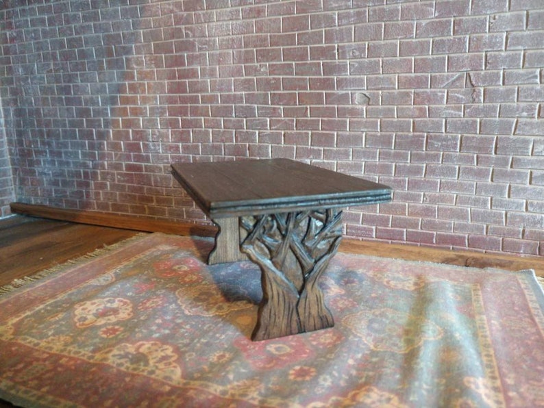 Medieval Hand Carved Druids' Tree Trestle Table, Artisan Made Dollhouse ...