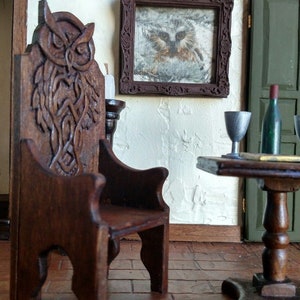 Handcarved Celtic OWL Throne Arm Chair Medieval, Wizard, Witch, Artisan ...