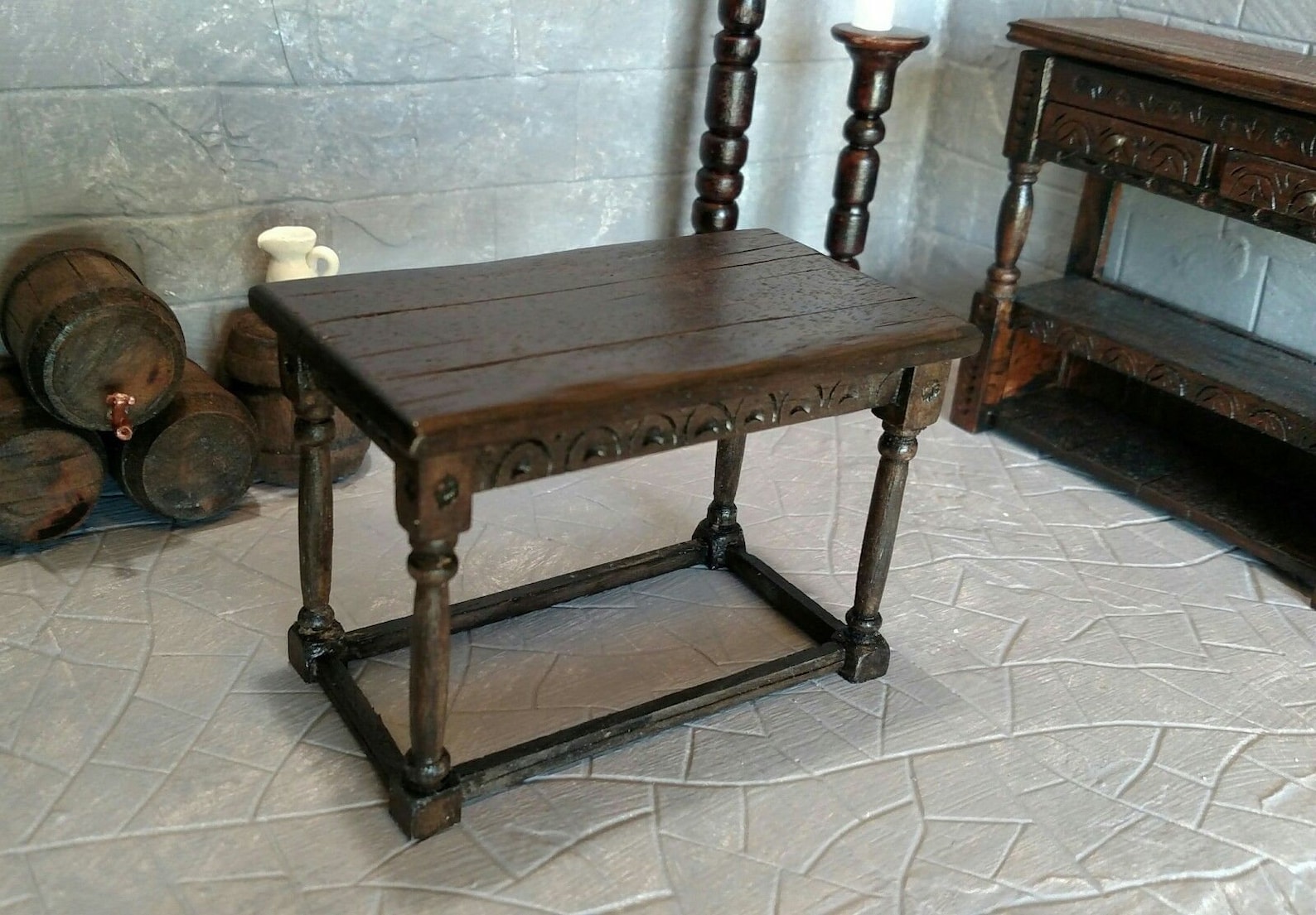 Handcarved Walnut Center / Work Table, Kitchen Island, Artisan Hand ...
