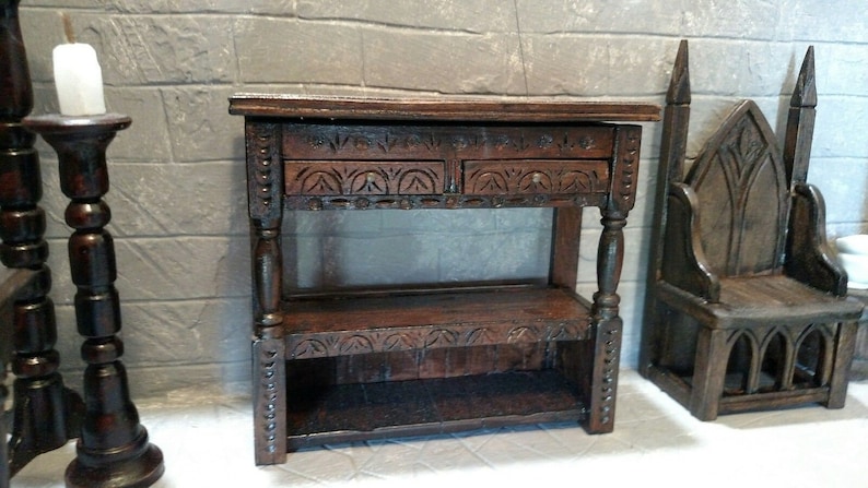 Walnut Handcarved COURT CUPBOARD Sideboard Cabinet Medieval - Etsy