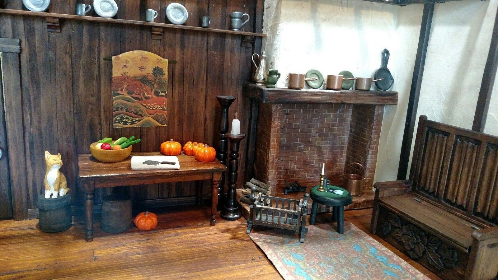 Salem Witch House Kitchen Large Room Box Handcrafted, Early Colonial ...